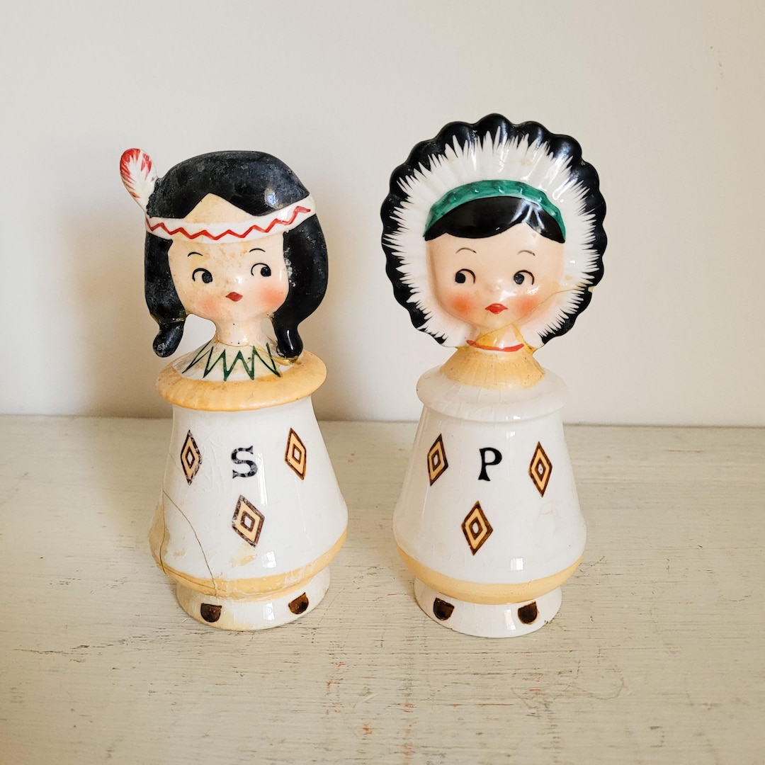 Norcrest Native American Salt and Pepper Shakers Pixieware Set, Gift ...