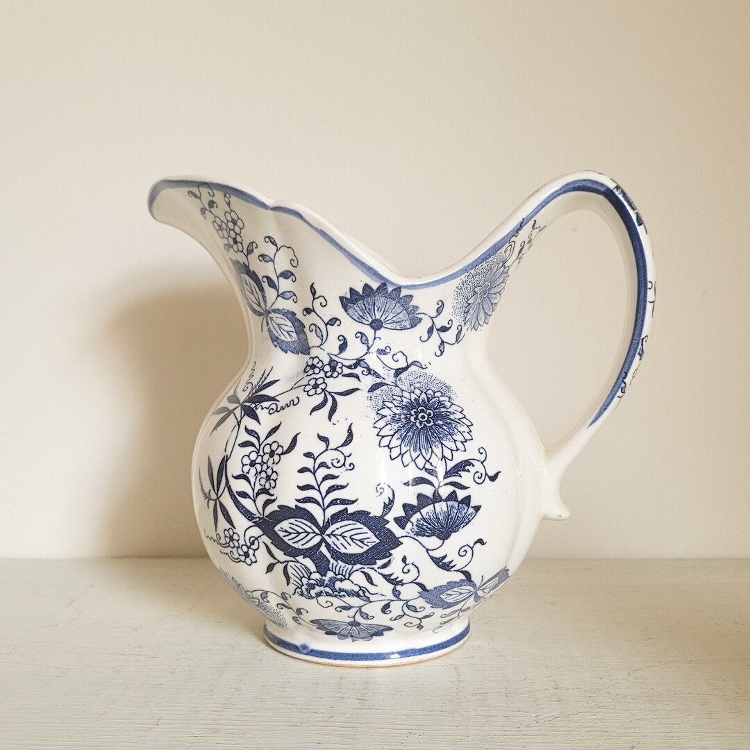 Enesco Blue and White Pitcher, Blue Onion Pitcher - Etsy
