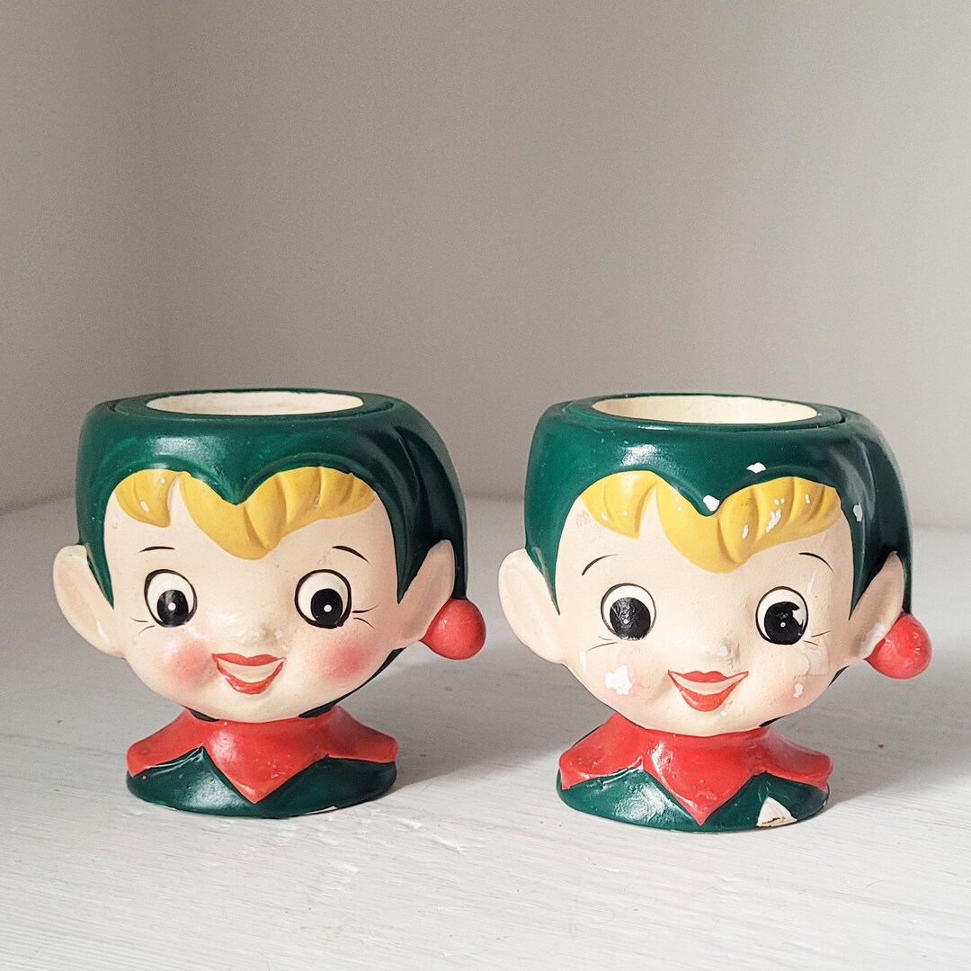 Inarco Elf Head Candle Holders Set of 2 E-3309 - Etsy