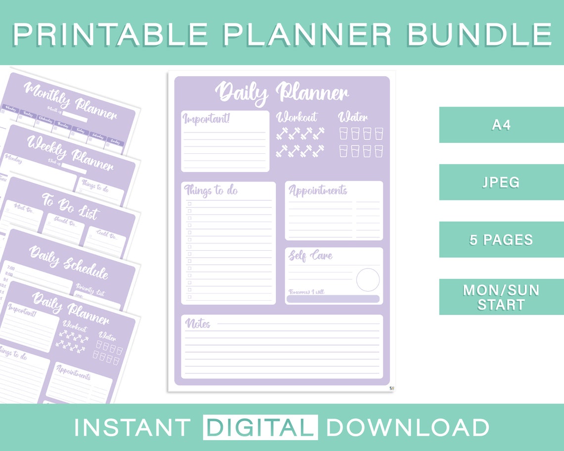Printable A4 Planner Bundle instant Download - Etsy