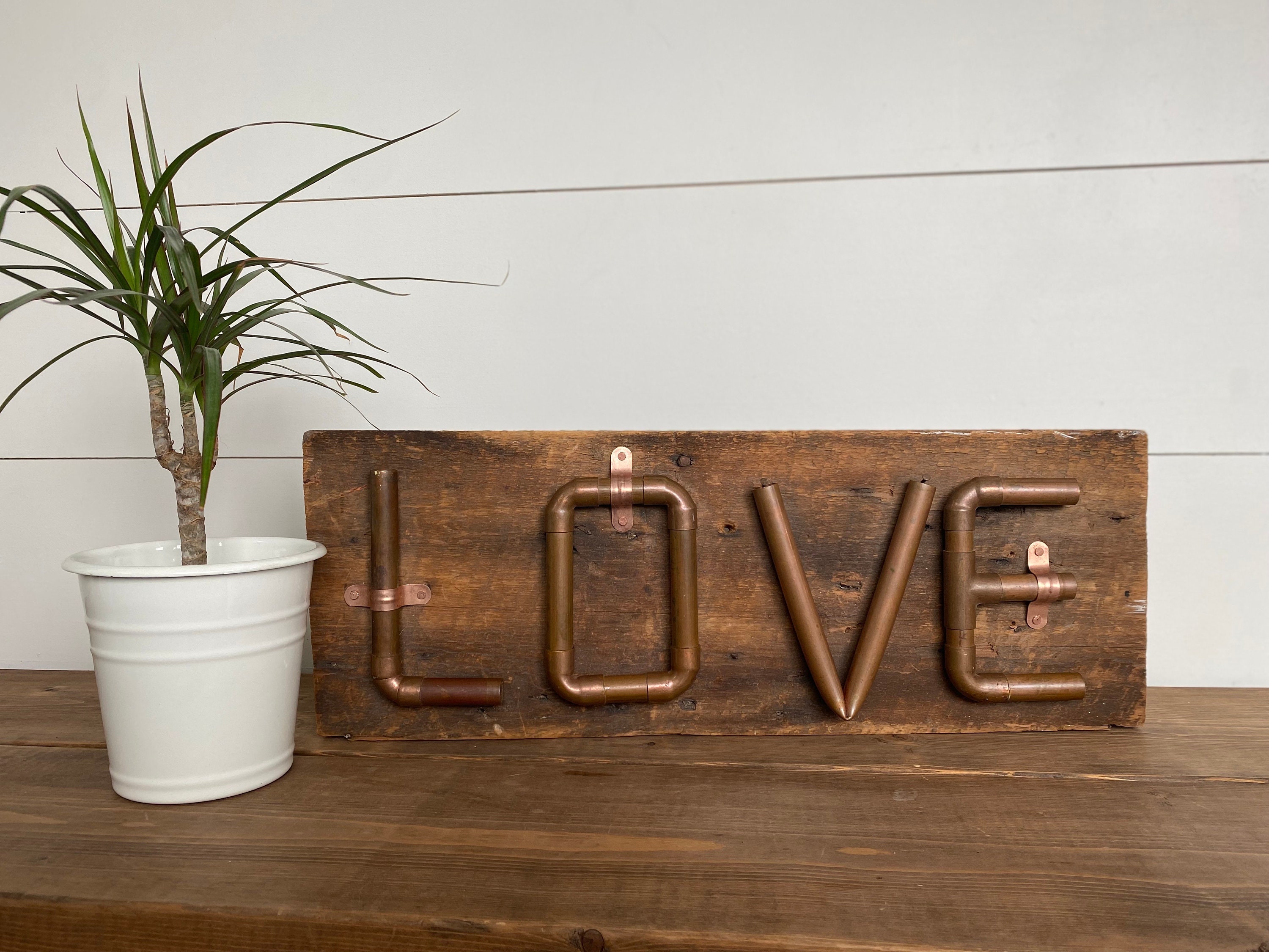 Copper Pipe Sign Love Sign Barn Board Barn Wood Wall Decor Seventh ...