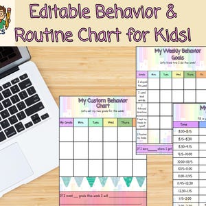 Editable Behavior & Routine Chart Bundle Kids | Daily Weekly Trackers ...