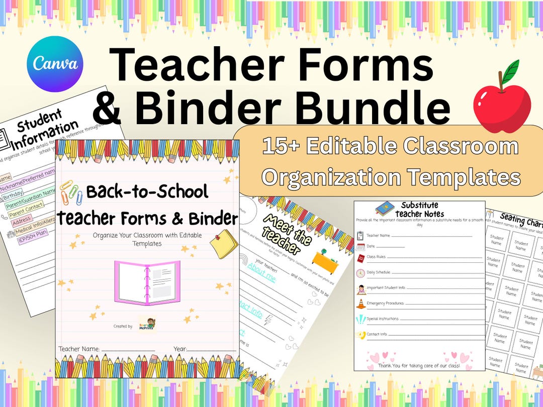 Editable Back to School Teacher Binder | All Essential Teacher Forms ...