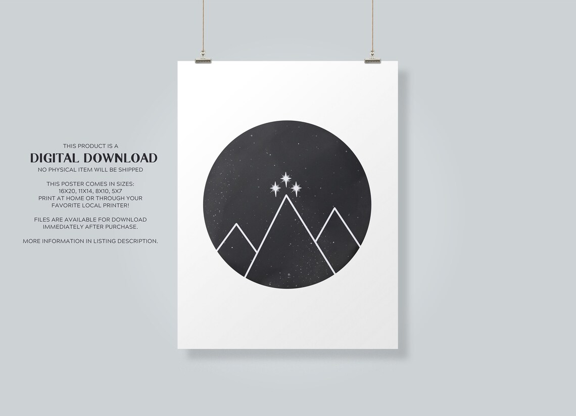 Printable ACOTAR Poster // Minimalist Home Decor // Three Stars Over ...