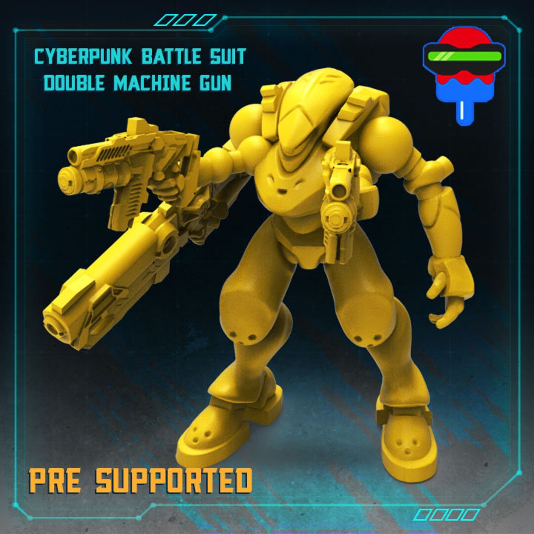 Cyberpunk Battle Suit Double Machine Gun / Sci-fi Cyberpunk / Papsikels ...