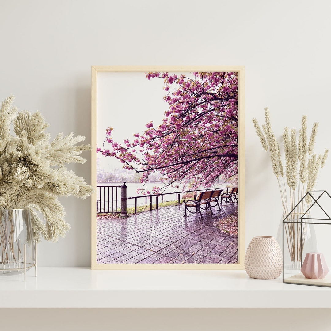 Pink Sakura Tree Wall Art Print, Printable Cherry Blossom Tree Wall Art ...