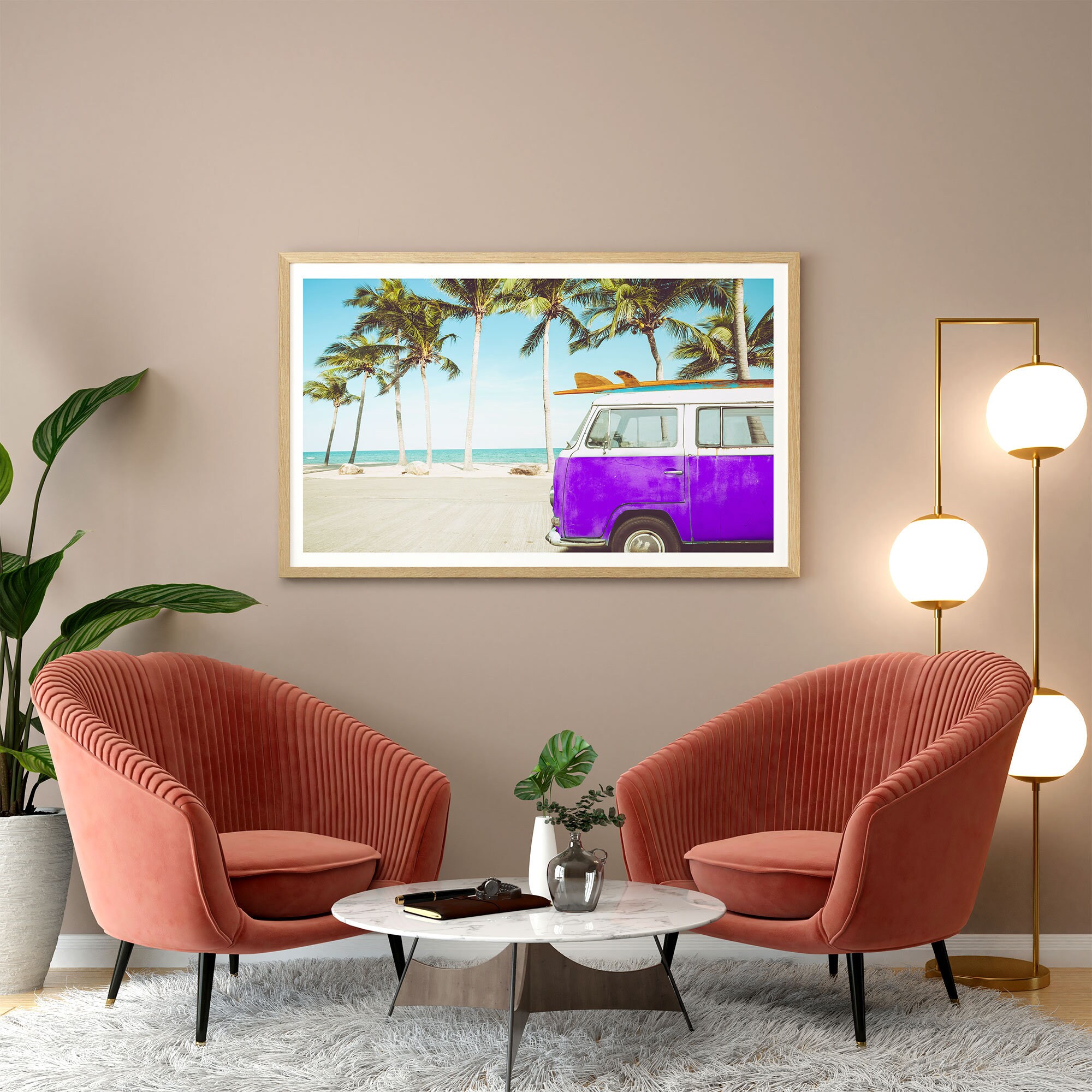 VW Van Bus Wall Art, Hippie Van Print, Retro Print, Bus Print Art ...