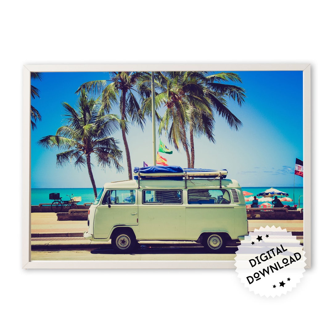 VW Van Bus Wall Art, Vintage Van Print, Digital Wall Art Prints ...