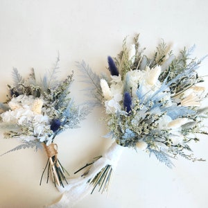 Rustic Dusty Blue Dried Flower Bouquet, Dried Flower Posy, Wedding ...
