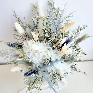 Rustic Dusty Blue Dried Flower Bouquet, Dried Flower Posy, Wedding ...