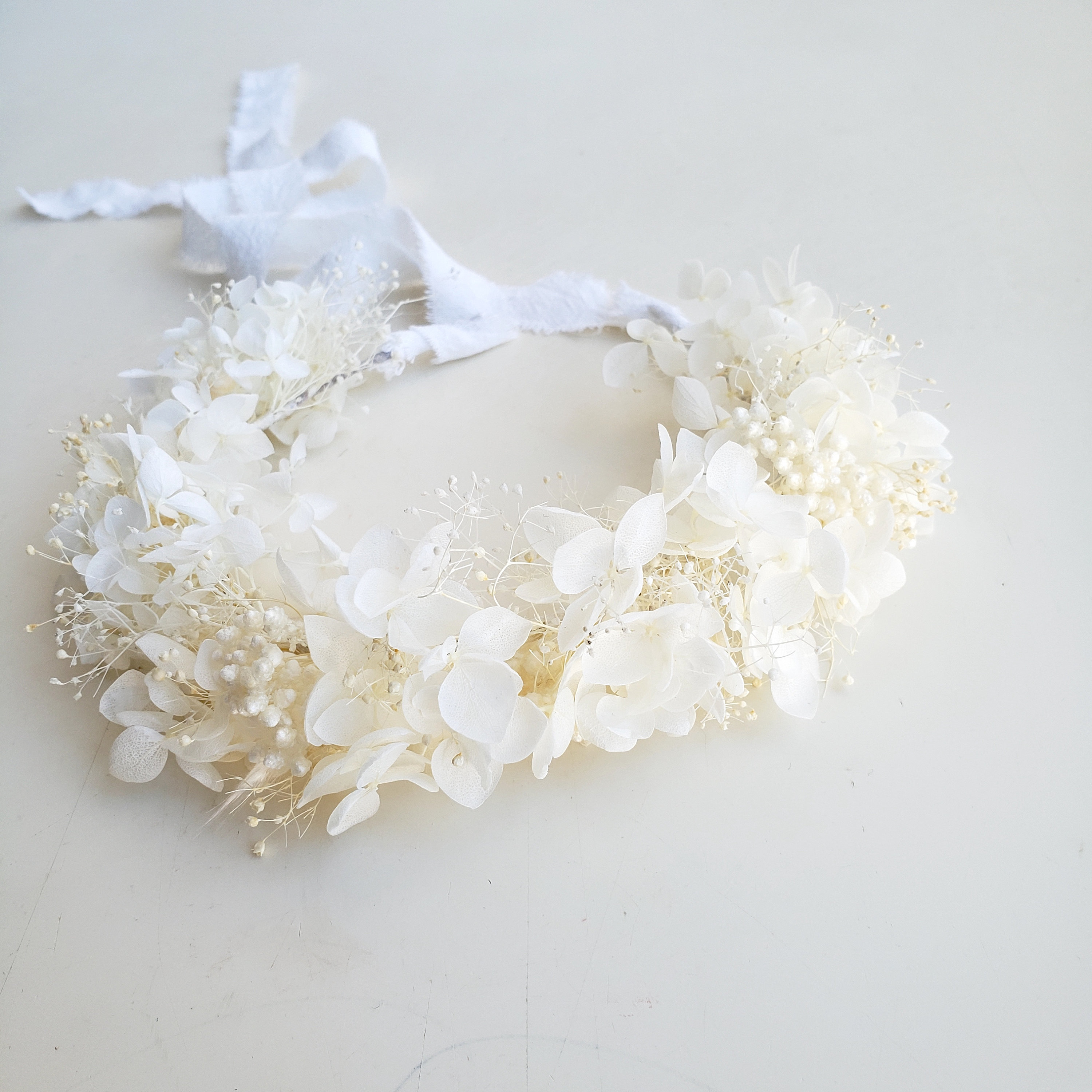 White Dried Flower Crown, Ivory, Cream, Flower Halo, Wedding Headpiece ...