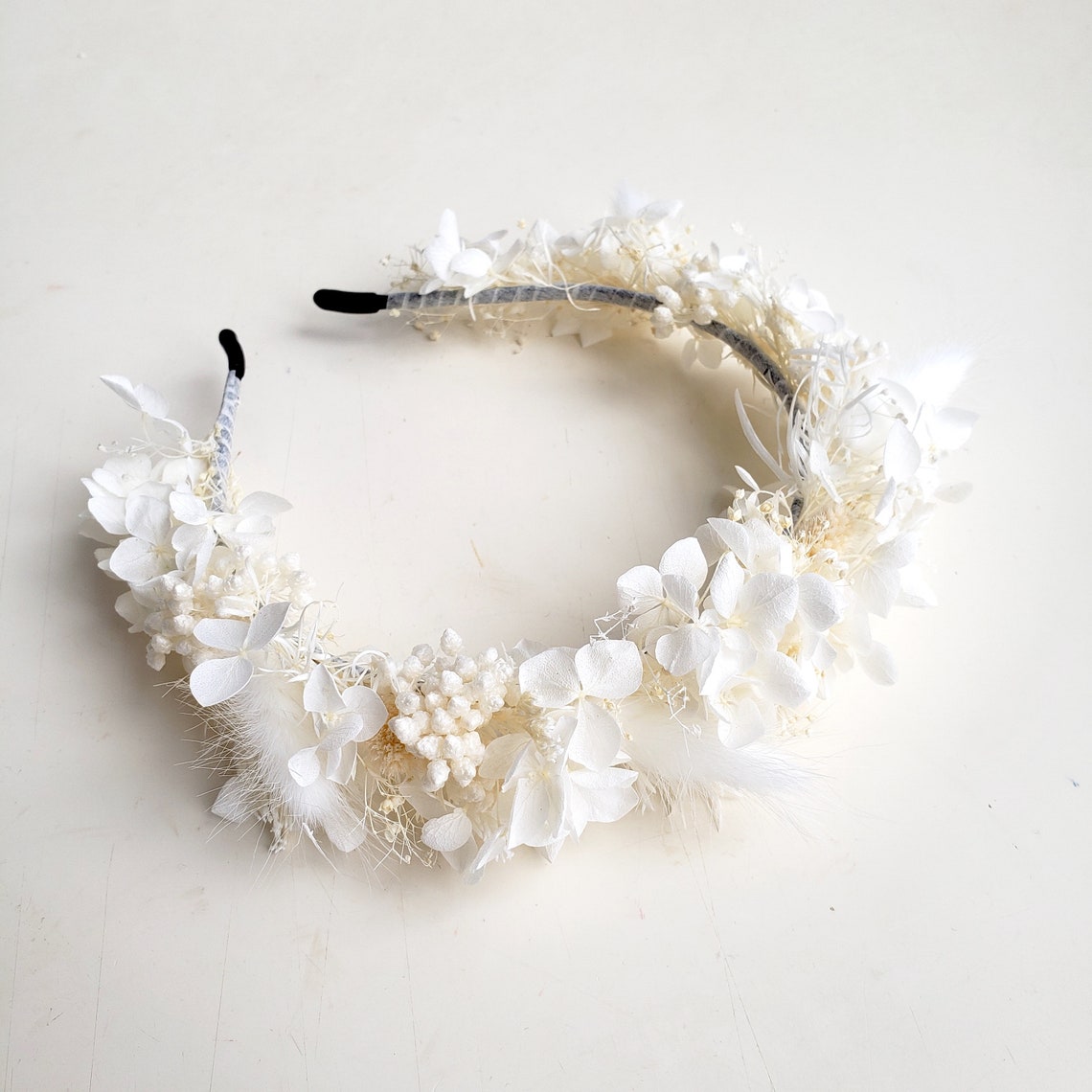 White Dried Flower Crown, Ivory, Cream, Flower Halo, Wedding Headpiece ...