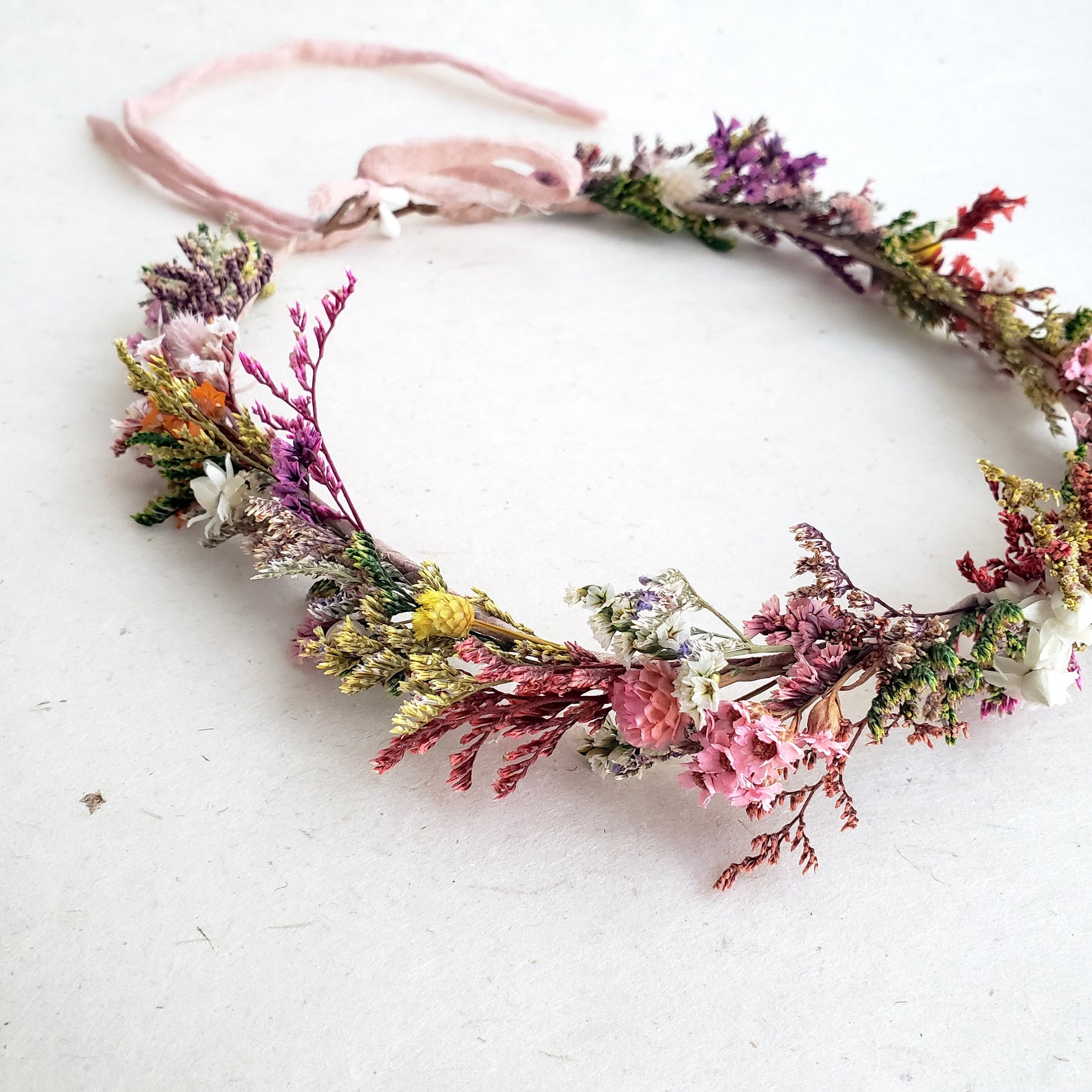 Dried Wild Flower Crown Halo Wedding Flower Arrangement | Etsy