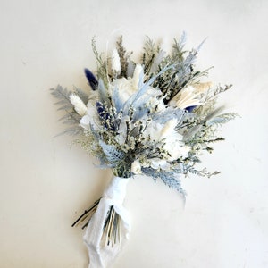 Rustic Dusty Blue Dried Flower Bouquet, Dried Flower Posy, Wedding ...