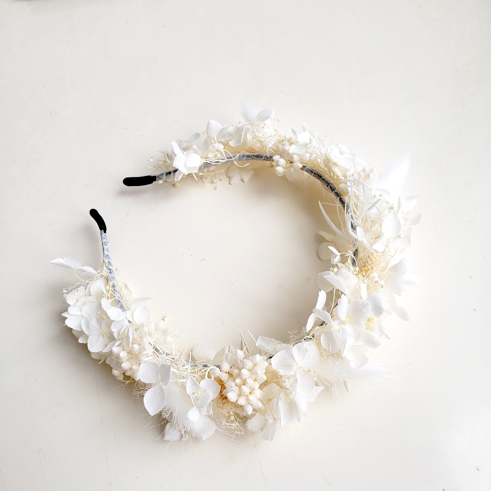 White Dried Flower Crown, Ivory, Cream, Flower Halo, Wedding Headpiece ...