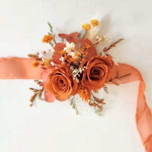Burnt Orange Dried Flower Bouquet, Rustic Wedding Flower Arrangement - Etsy