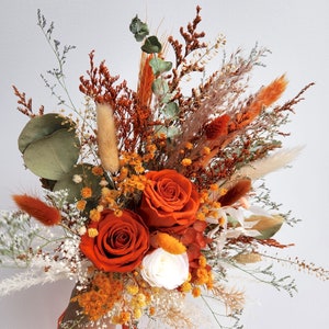 Burnt Orange Dried Flower Bouquet, Rustic Wedding Flower Arrangement - Etsy