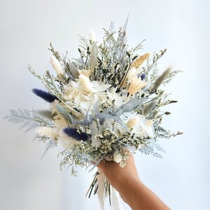 Rustic Dusty Blue Dried Flower Bouquet, Dried Flower Posy, Wedding ...