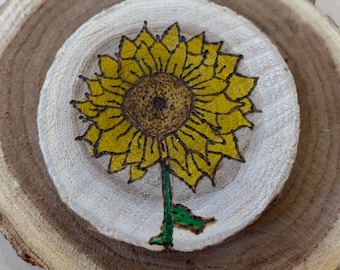 Sunflower Pyrography - Etsy