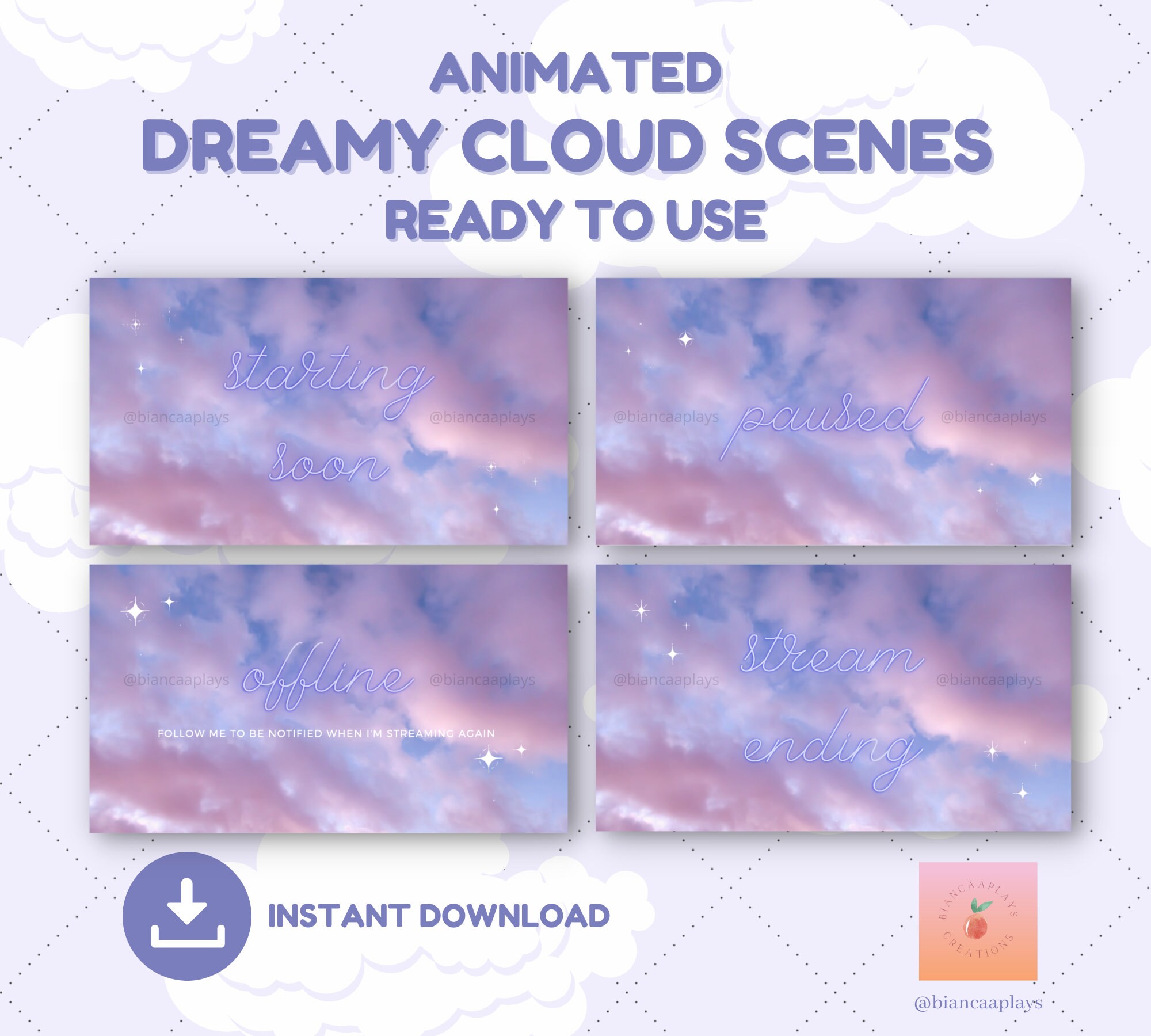 Animated Dreamy Twitch Cloud Theme Scenes Starting Soon/ Paused ... Animated Dreamy Twitch Cloud Theme Scenes Starting Soon/ Paused ...