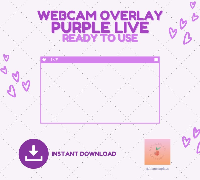 Twitch Purple Live Webcam Border Overlay / Stream / Cute / - Etsy
