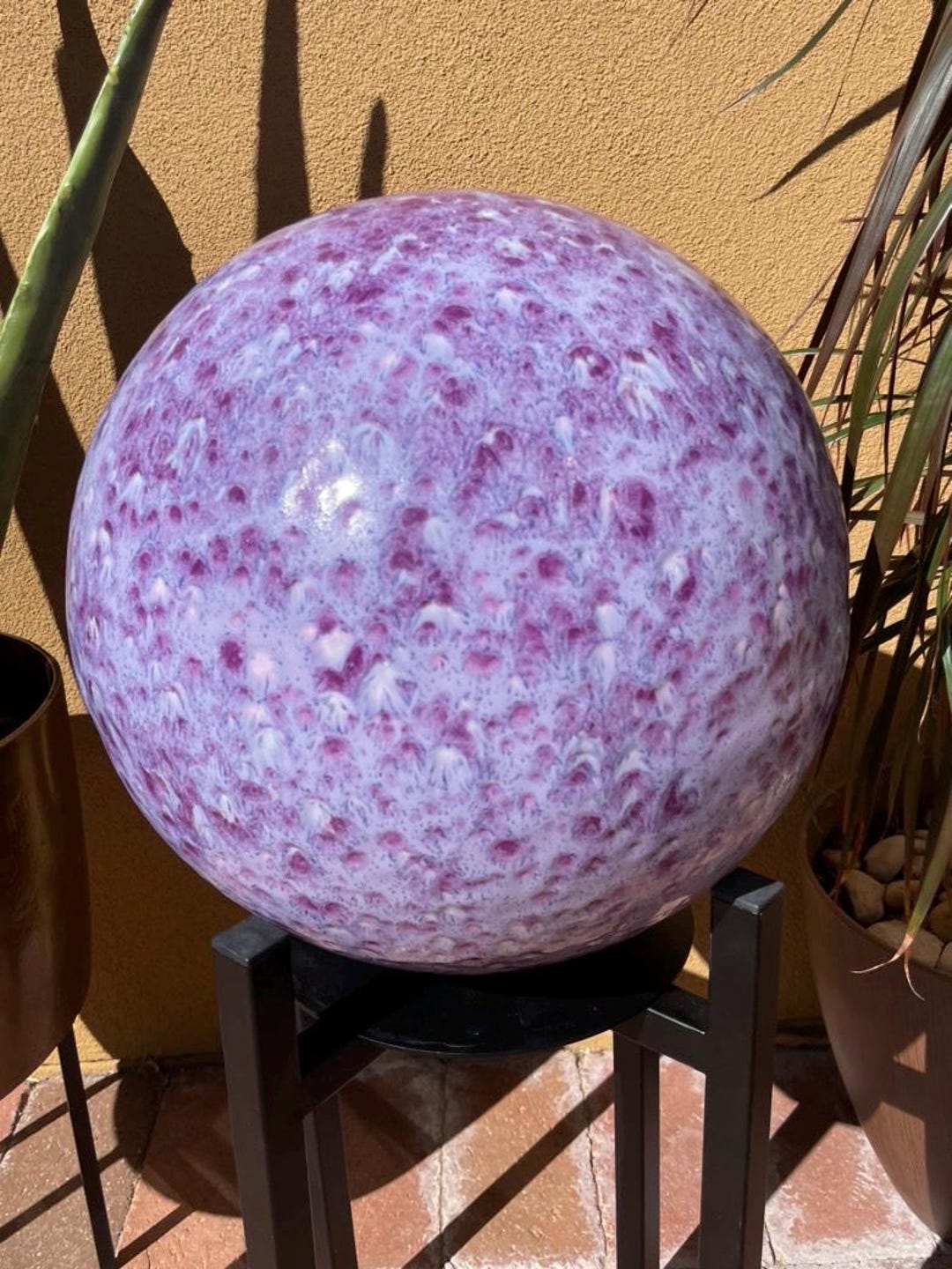 Extra Large Ceramic Ball Purple 11 Tall Ceramic Gazing Ball Garden Ball ...