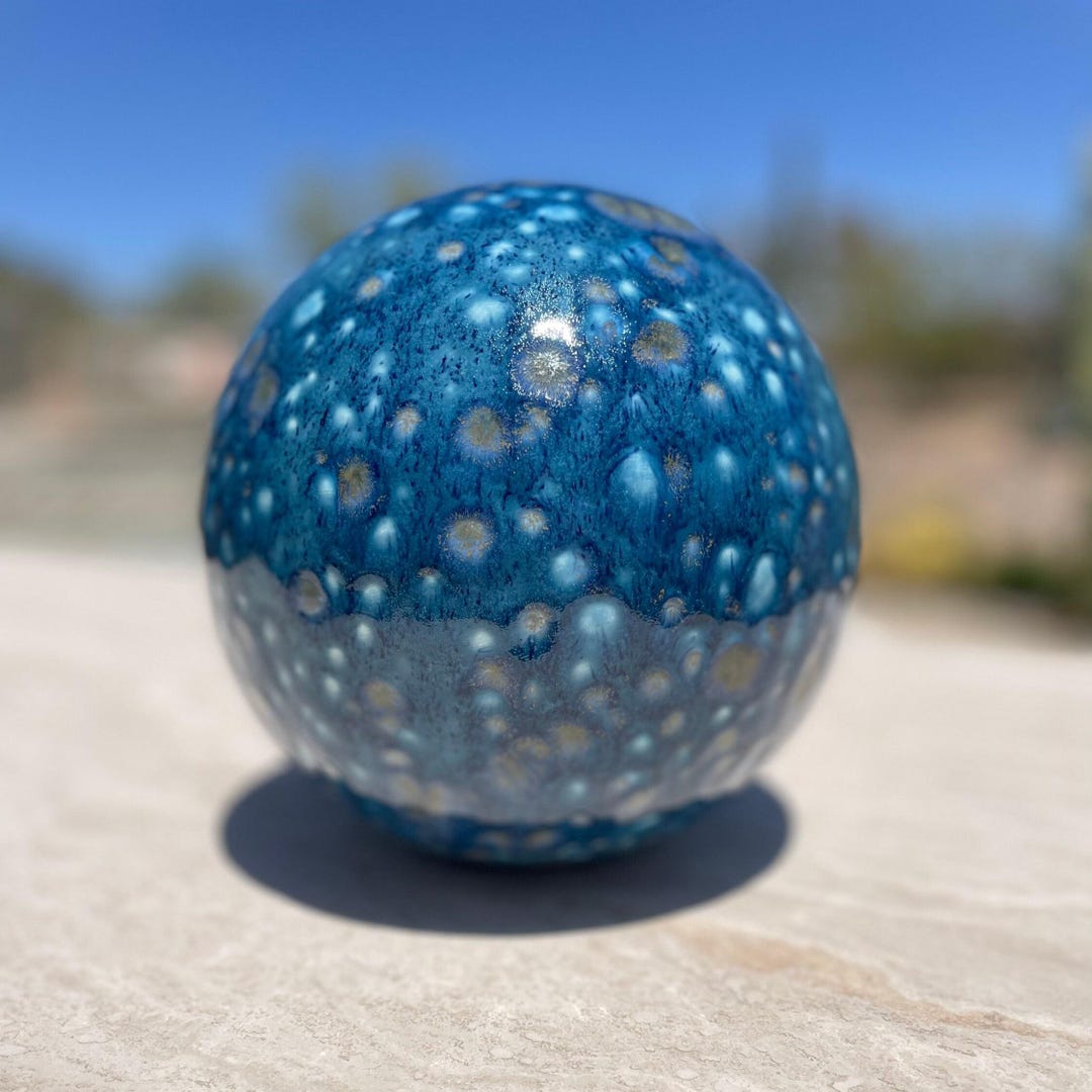 Ceramic Ball Blue ~ 7” ~ Ceramic Gazing Ball ~ Garden Gaze Ball ...