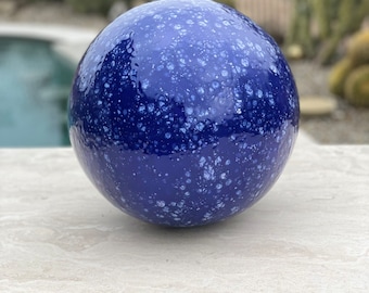 Extra Large Ceramic White Blue Ball 11 Ceramic Gazing Ball Garden Ball ...