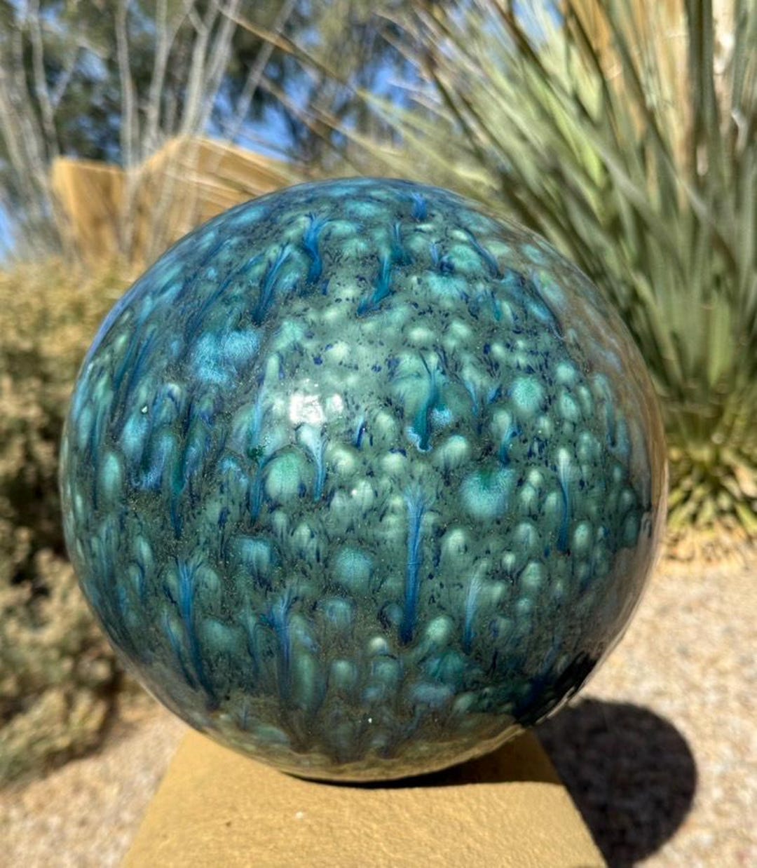Large Ceramic Ball Blue 9 Tall Ceramic Gazing Ball Garden Gaze Ball ...