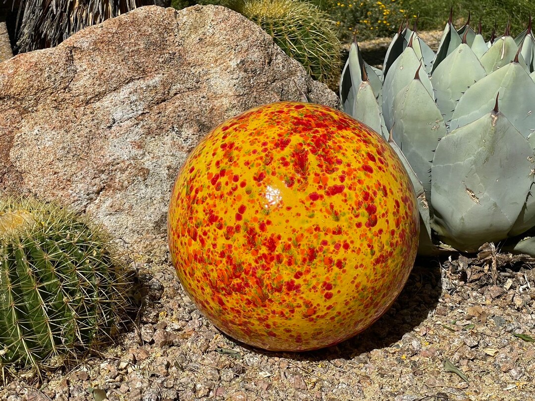 Extra Large Ceramic Orange Yellow Ball 11 Ceramic Gazing Ball Garden ...