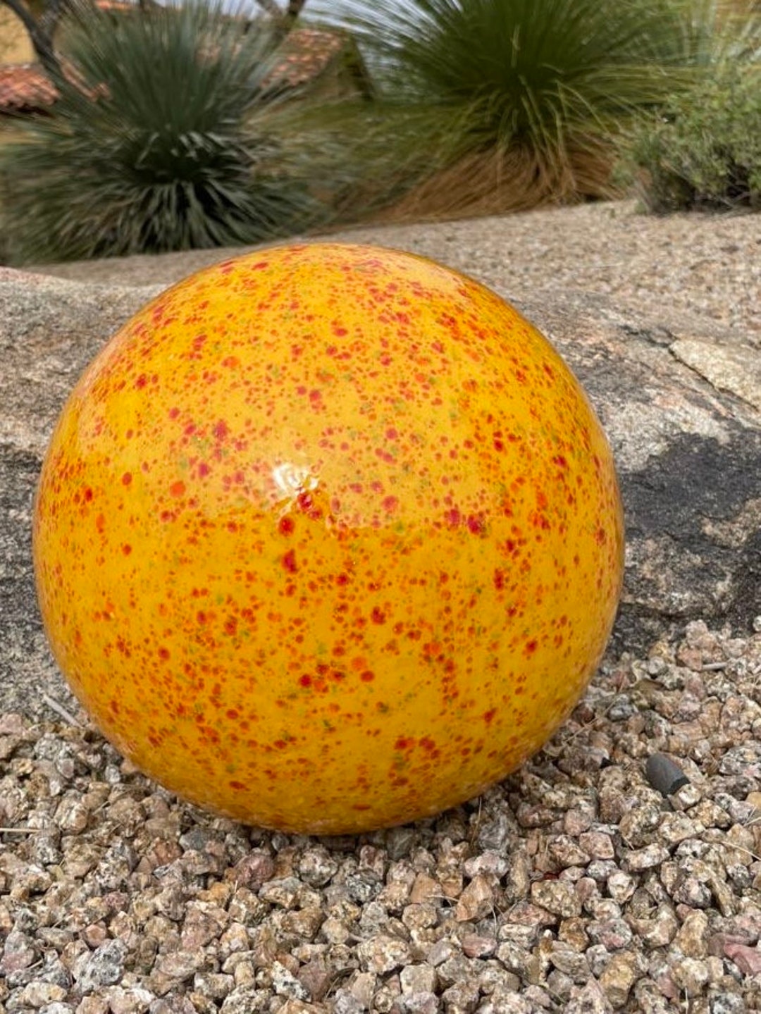 Extra Large Ceramic Orange Yellow Ball 11 Ceramic Gazing Ball Garden ...