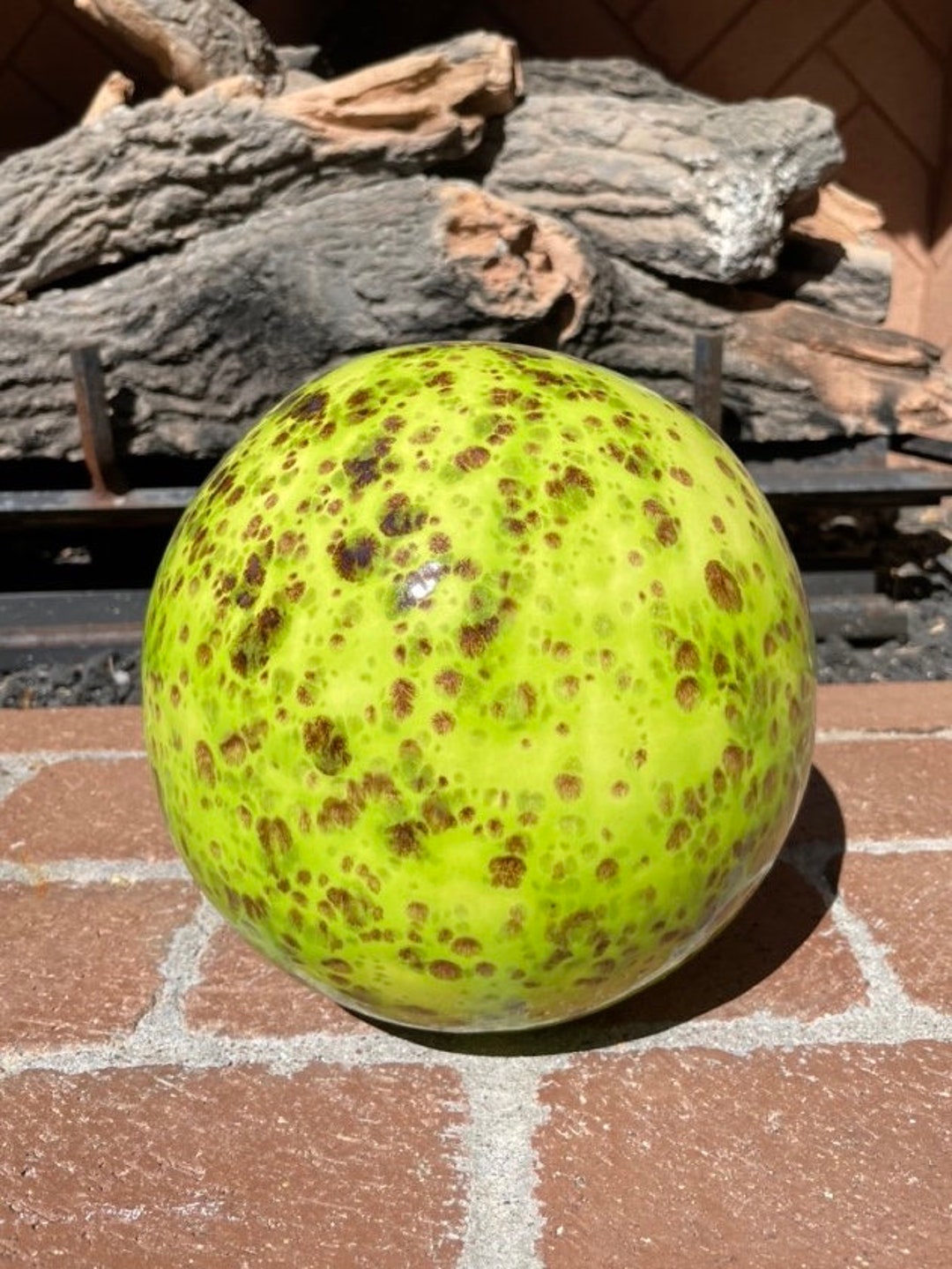 Ceramic Ball Green 7” Tall ~ Ceramic Gazing Ball ~ Garden Globe ...