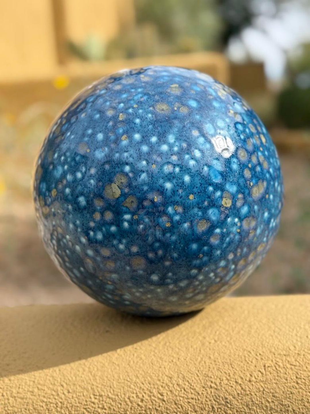 Large Ceramic Ball Blue ~ 9" Tall ~ Ceramic Gazing Ball ~ Garden Gaze ...