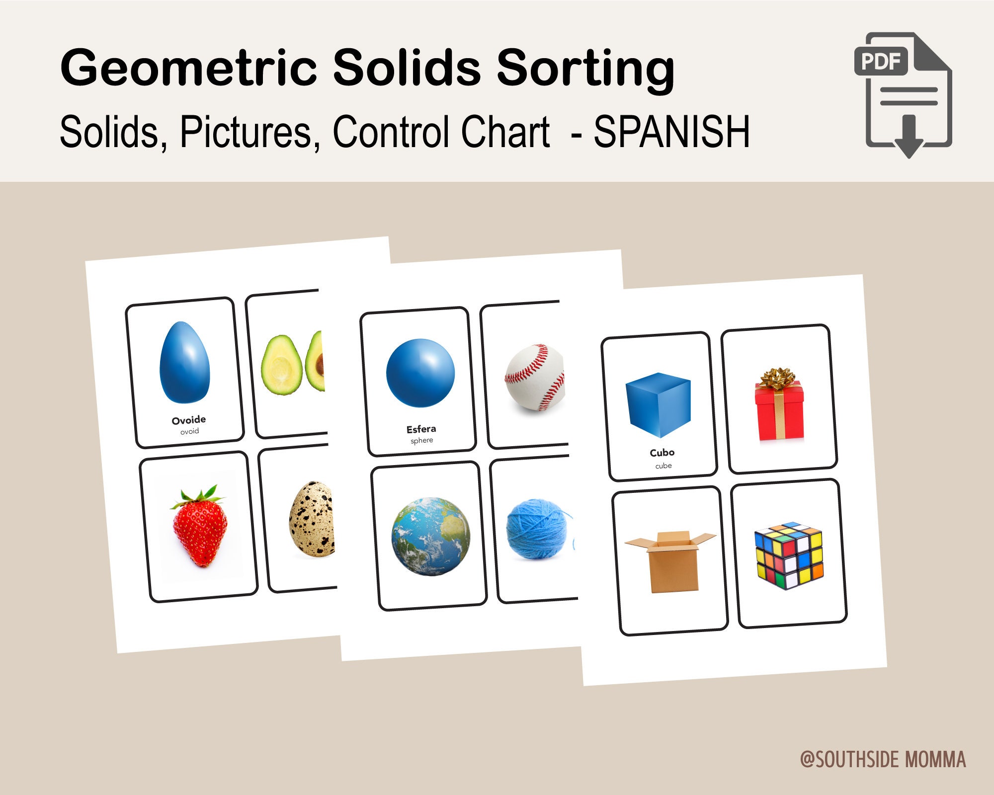 Geometric Solids in Real Life Sorting Cards | Solidos Geometricos ...