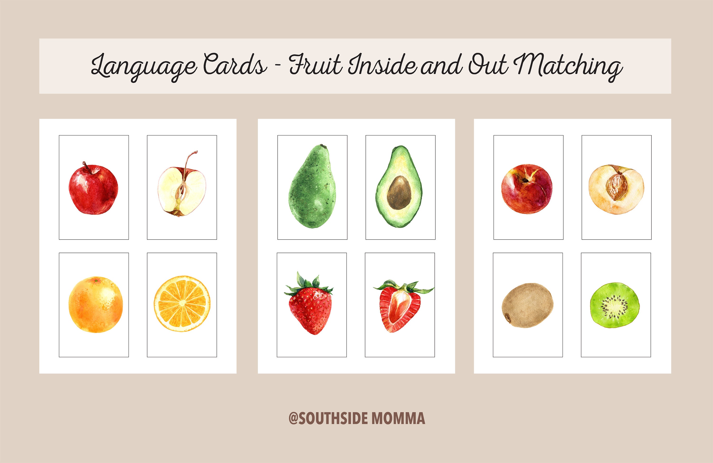 Montessori Language cards Fruits Matching Activity | Etsy