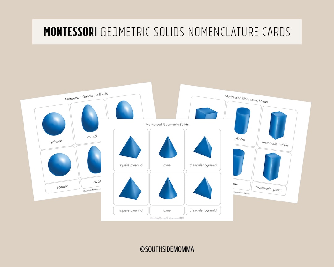Montessori Geometric Solids 3 Part Nomenclature Cards - Etsy