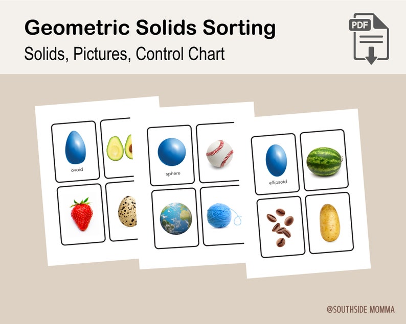 Geometric Solids in Real Life Sorting Cards | Math for Kids ...