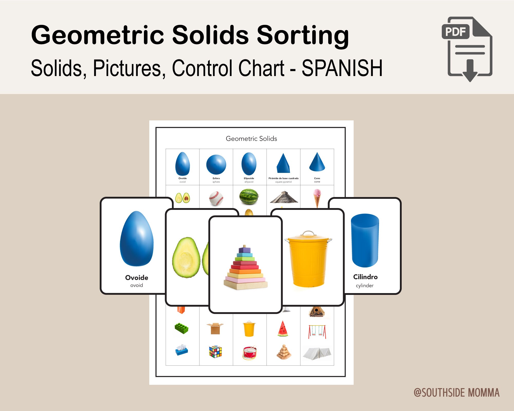 Geometric Solids in Real Life Sorting Cards | Solidos Geometricos ...