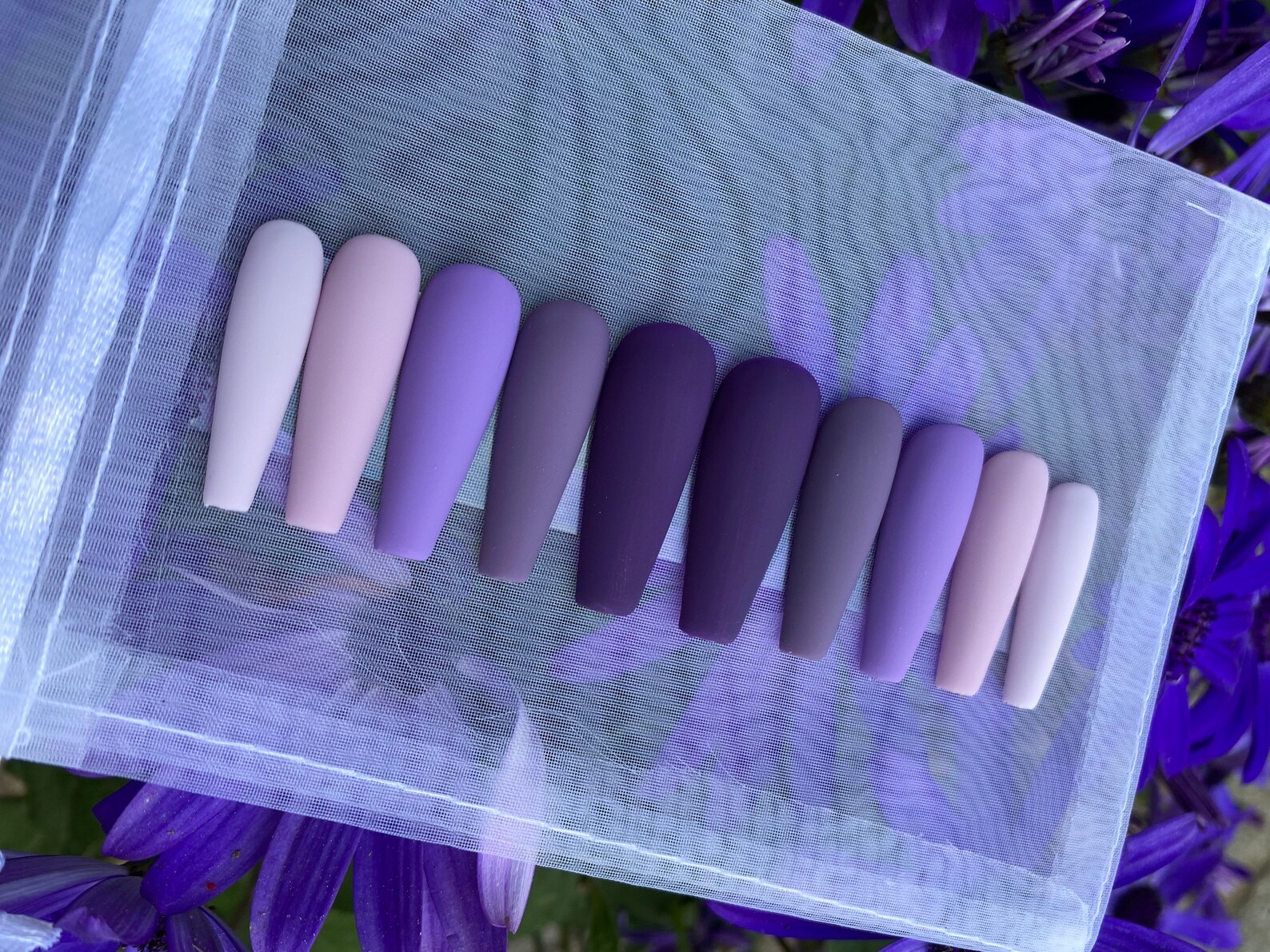 Purple Gradient Press on Nails / Matte Nails - Etsy