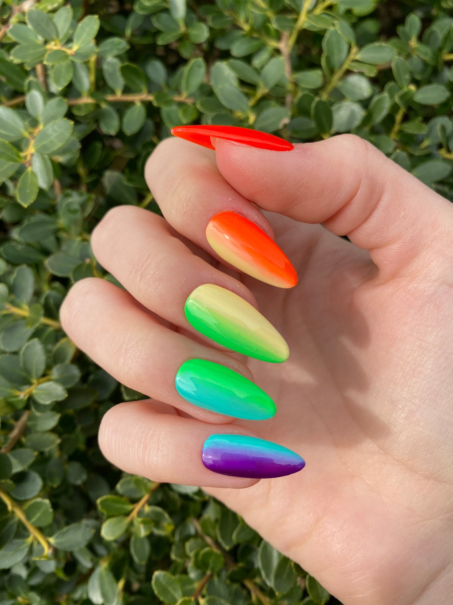 Rainbow Nails / Rainbow Gradient Press on Nails | Etsy