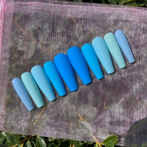 Blue Gradient Ombré Press-on Nails / Matte Nails - Etsy