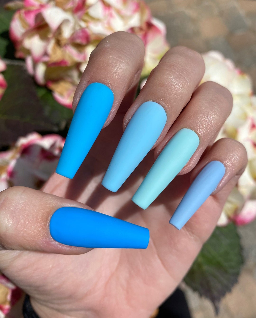 Blue Gradient Ombré Press-on Nails / Matte Nails - Etsy