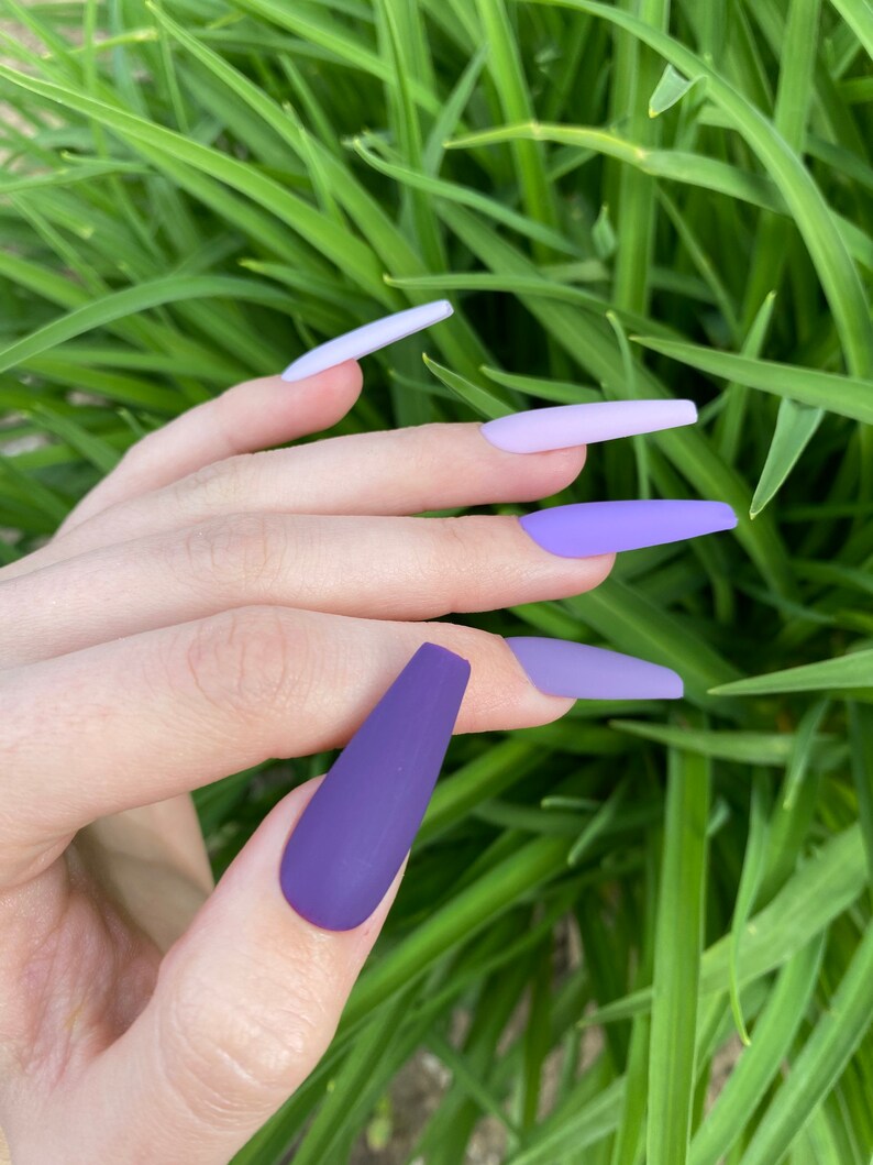 Purple Gradient Press on Nails / Matte Nails | Etsy