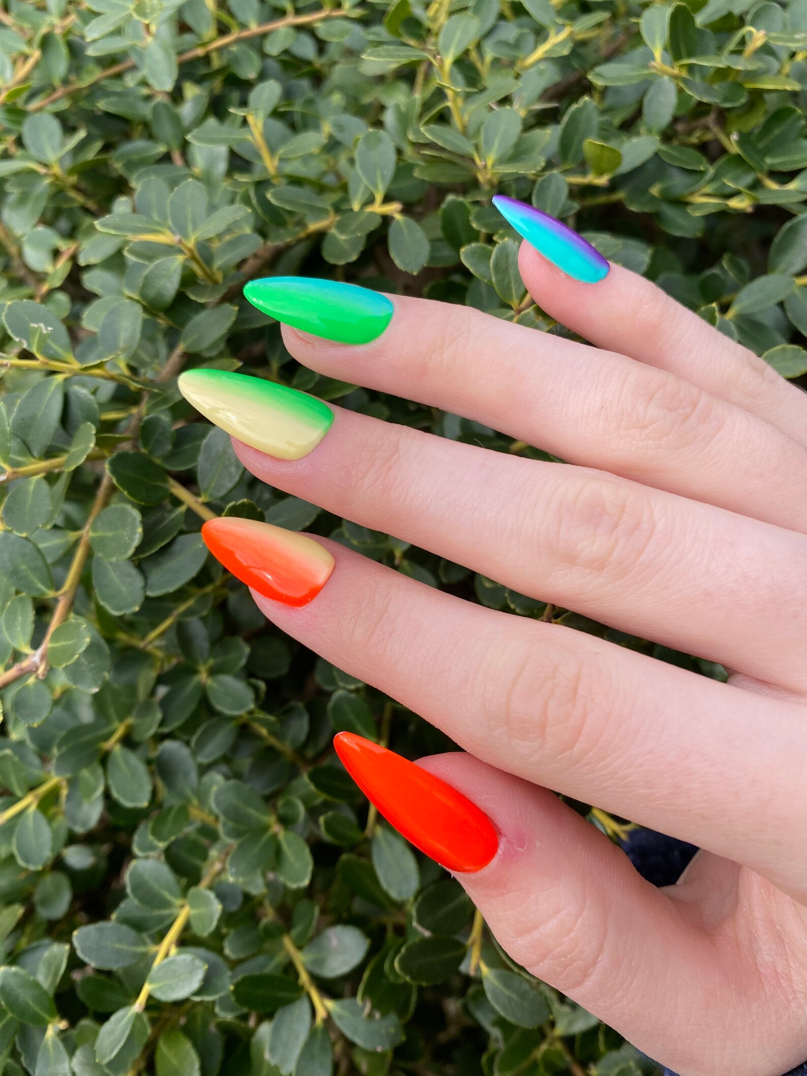 Rainbow Nails / Rainbow Gradient Press on Nails | Etsy