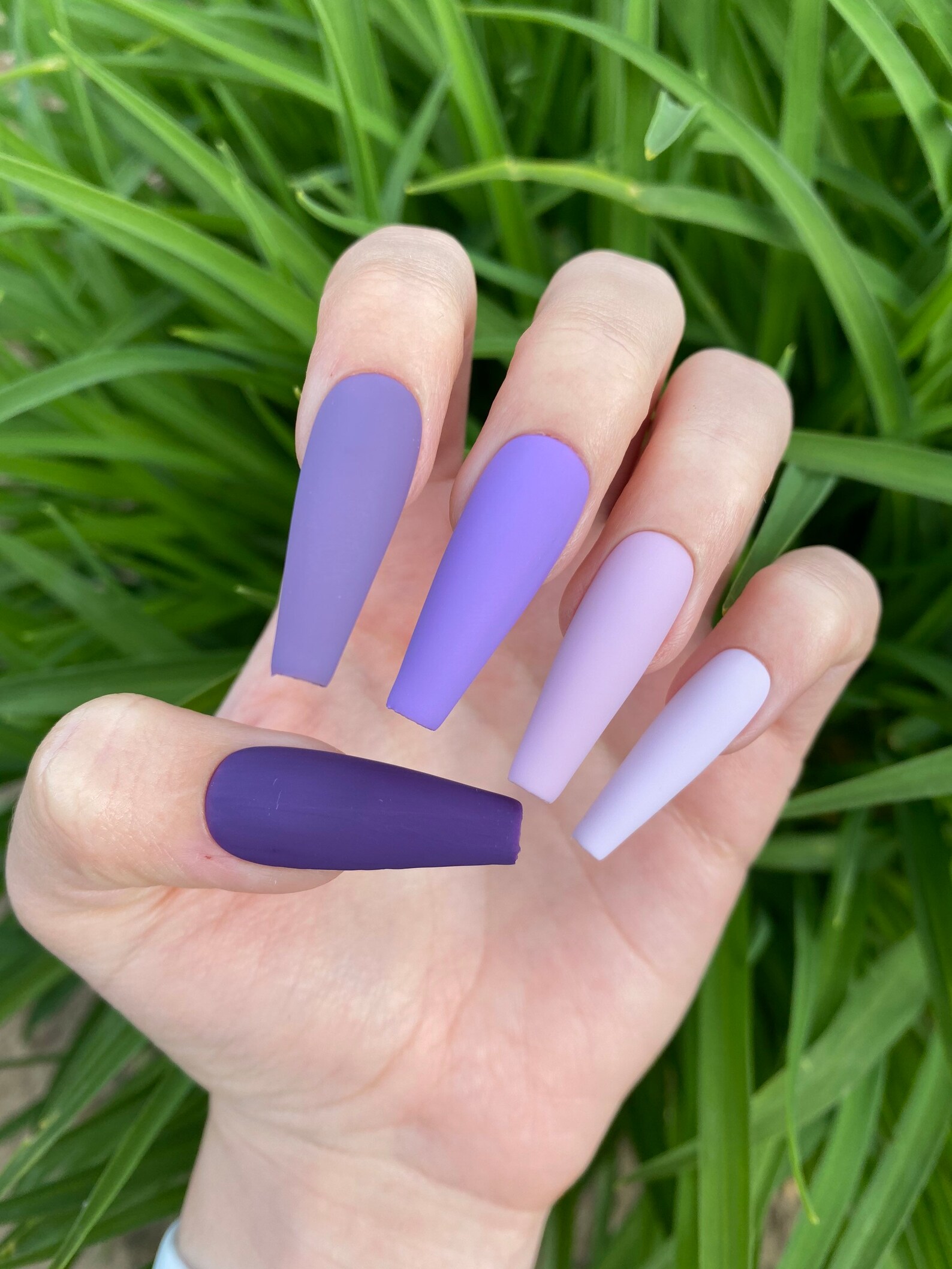 Purple Gradient Press on Nails / Matte Nails - Etsy
