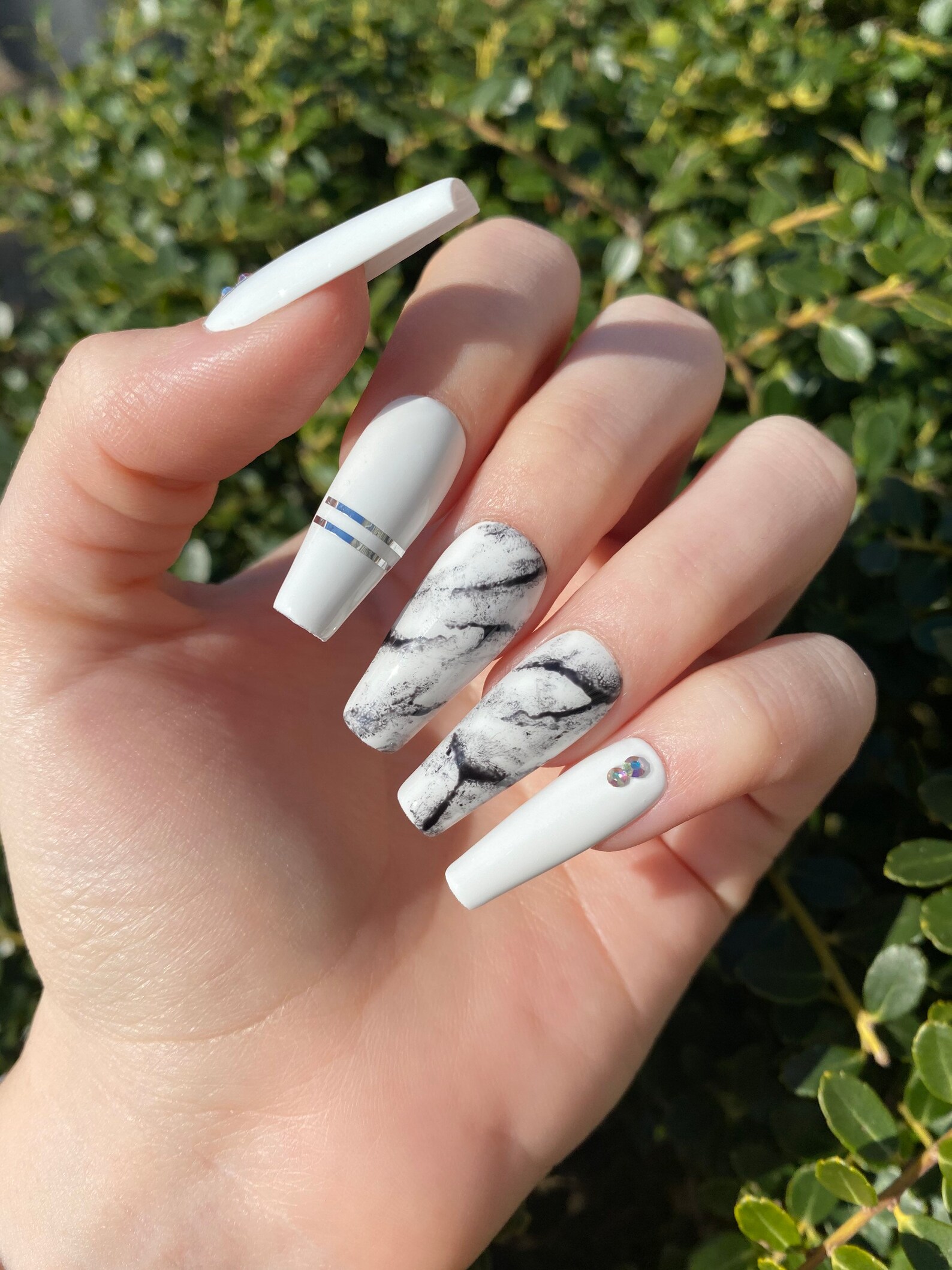 White Marble Granite Press-on Nails / Luxury Press on Nails - Etsy