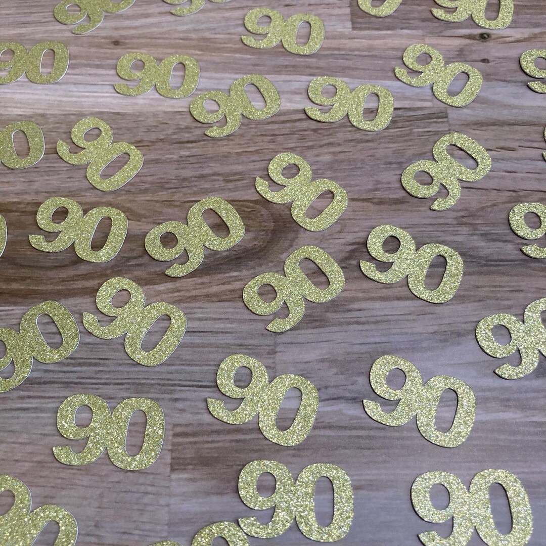 90th Birthday Decorations, Glitter Confetti Decor, 90 Years Young ...