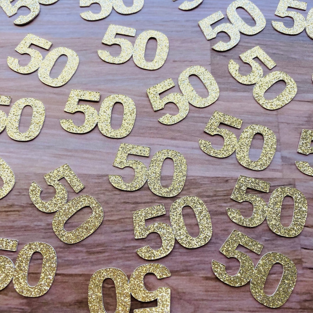 50th Birthday Decorations, Glitter 50 Confetti, Fifty, 50th Anniversary ...