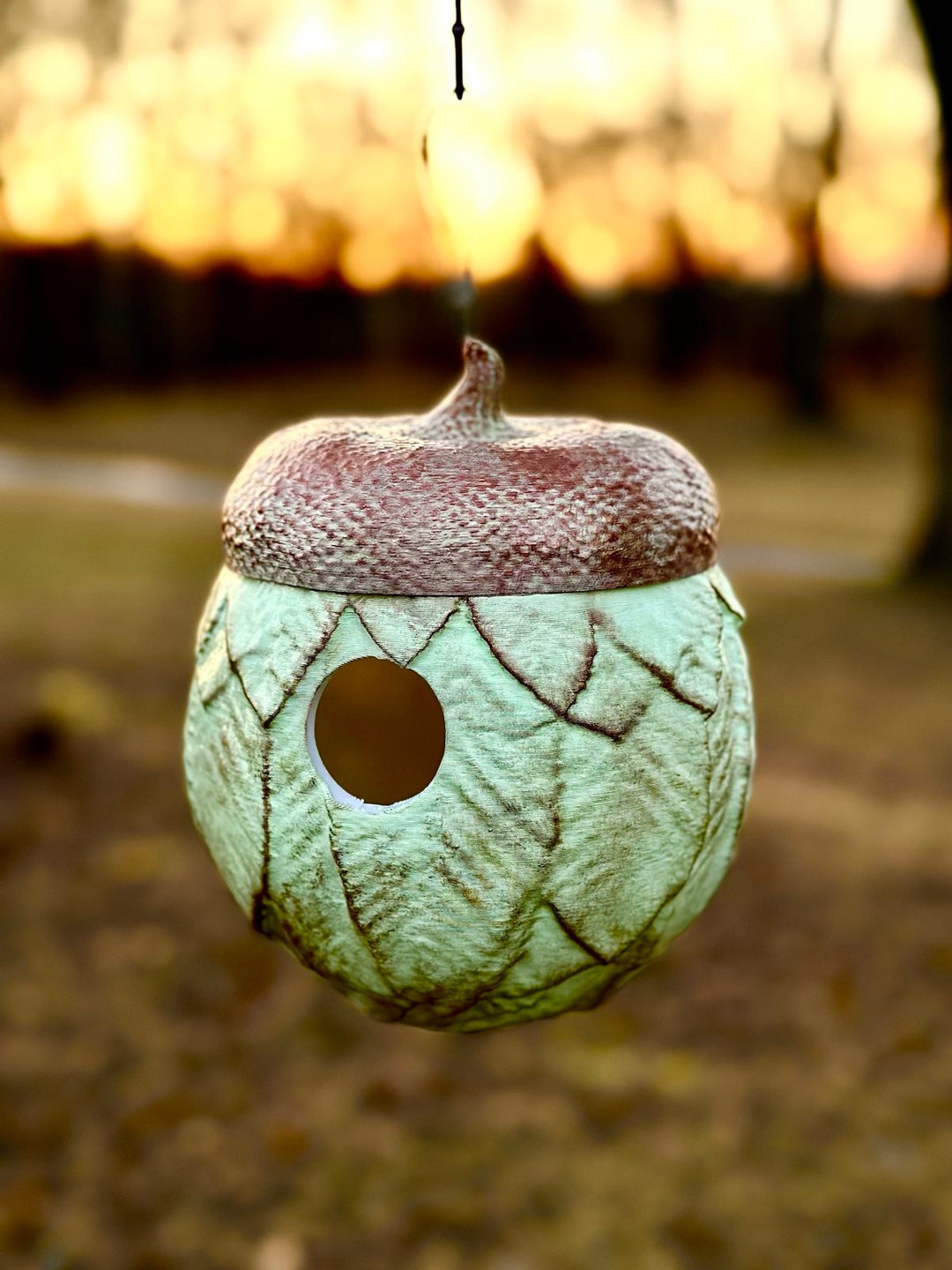 Handcrafted Birdhouse -modern Acorn Birdhouse With Copper Accents and ...