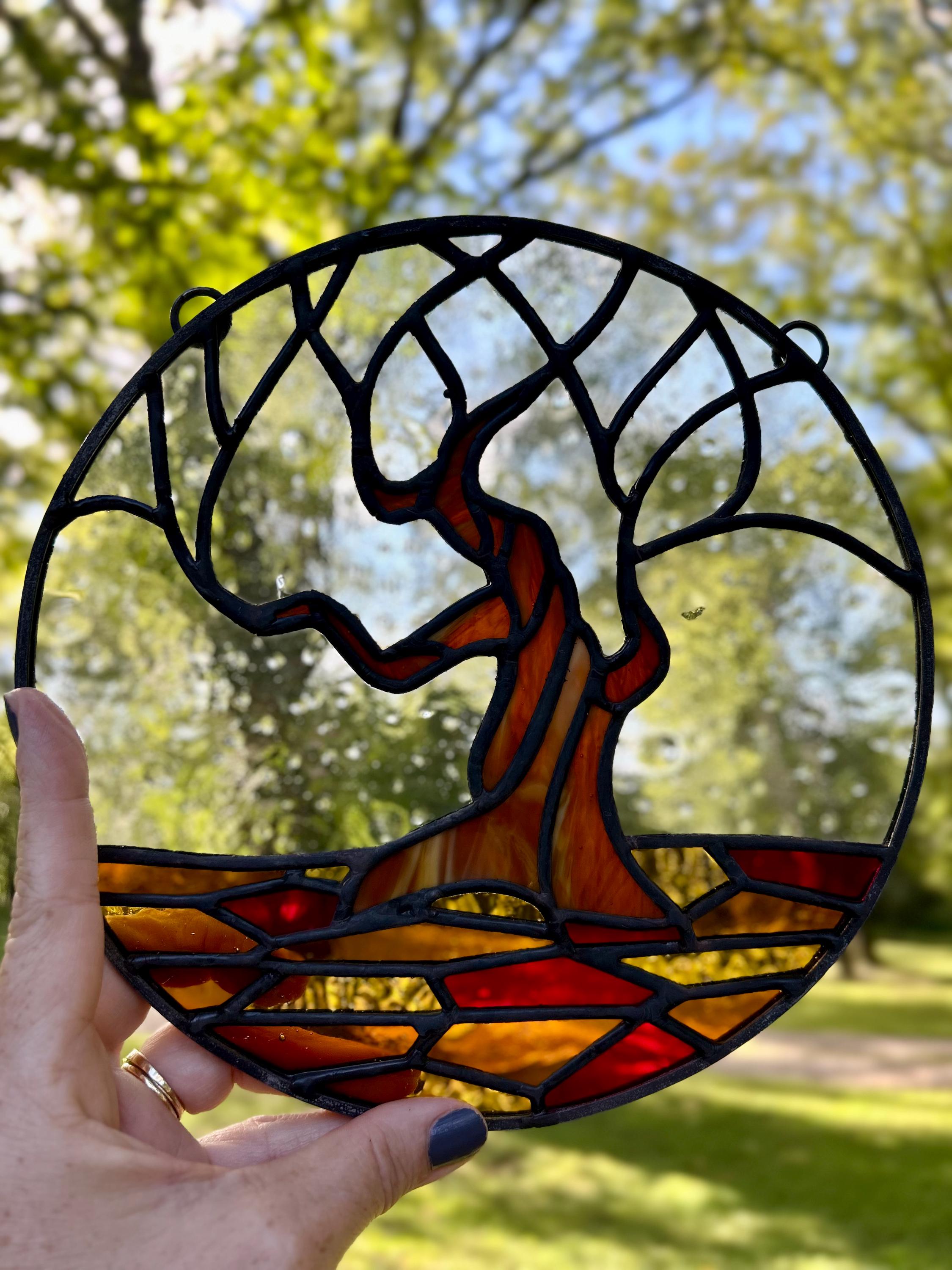 Stained Glass Fall Tree Pattern Template For Instant Digital Download